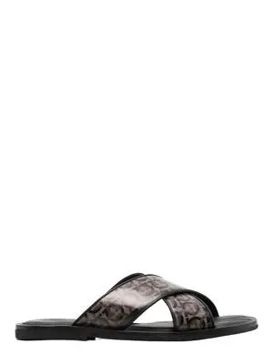 FERRAGAMO Gancini Crossover Strap Sandals - Black