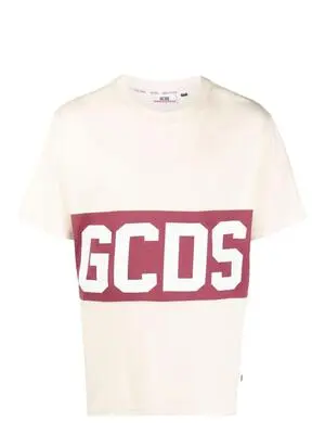 Gcds Logo-print Cotton T-shirt - Neutrals