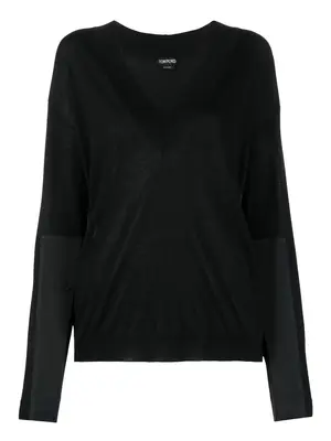 TOM FORD Panelled V-neck Jumper - Black