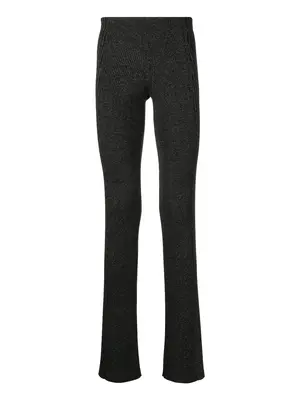DION LEE Marl-knit Ribbed Flared Trousers - Black