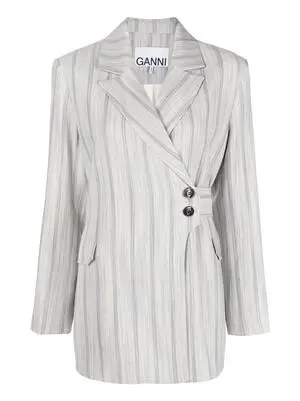 GANNI Striped Suiting Jacket - Grey