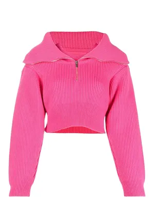 Jacquemus Zip-up Cropped Jumper - Pink