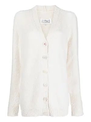 MAISON MARGIELA V-neck Knitted Cardigan - Neutrals