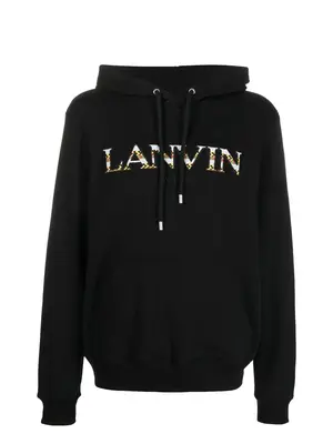 LANVIN Embroidered Logo Hoodie - Black
