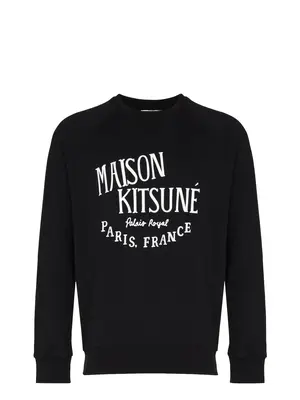 Maison Kitsuné Logo-print Long-sleeve Sweatshirt - Black