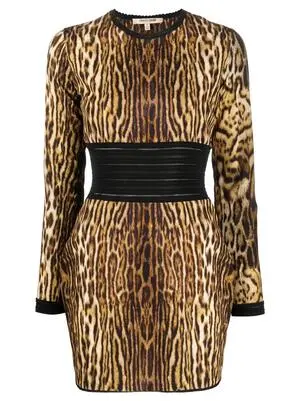 ROBERTO CAVALLI Leopard-Print Fitted Minidress