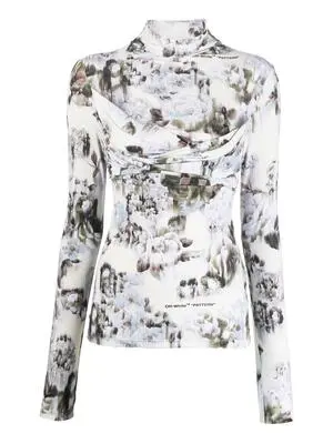 Off-White Long Sleeve High Neck T-shirt - Grey