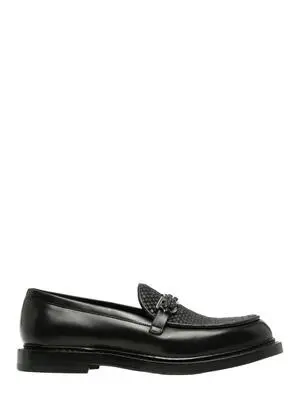 FERRAGAMO Gancini-plaque Leather Loafers - Black