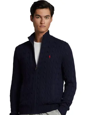 Ralph Lauren Cable-Knit Full-Zip Sweater Hunter Navy