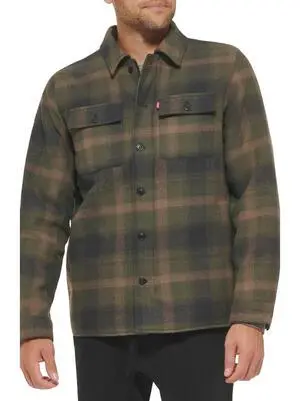 LEVI'S Quilt Lined Cotton Shacket Olive Ombre
