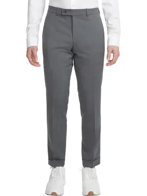 JACK VICTOR Jack Victor Payne Flat Front Wool Trousers Light Grey