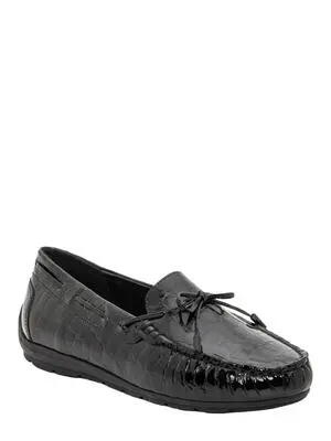 ARA Ara Amarillo Leather Driving Shoe Glossy Black