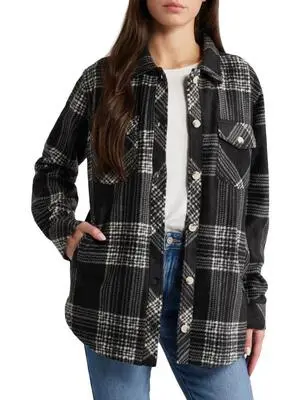 THREAD & SUPPLY Thread & Supply Plaid Polar Fleece Shacket Black/ivory