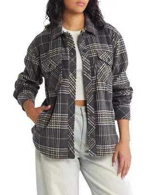 THREAD & SUPPLY Thread & Supply Plaid Polar Fleece Shacket Charcoal Plaid