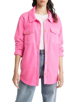 THREAD & SUPPLY Thread & Supply Plaid Polar Fleece Shacket Pink