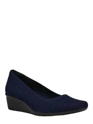 Anne Klein Wedge Pump - Navy Knit
