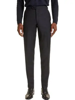 Thom Sweeney Tailored Wool Blend Tuxedo Trousers - 5356 - Midnight