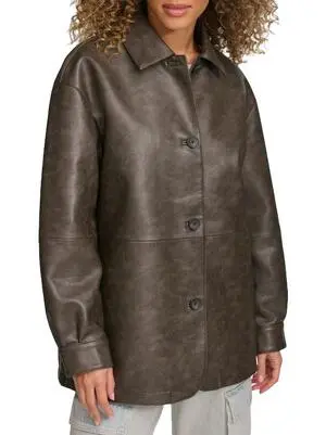 LEVI'S Oversized Faux Leather Relaxed Jacket - Ash
