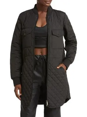 Zella Quilted Recycled Polyester Longline Jacket Black