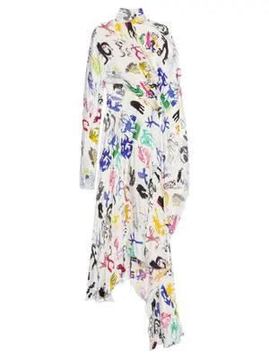 Balenciaga Artist Doodles Twisted Dress - White