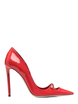 HARDOT 110mm Bar-detail Leather Pumps - Red