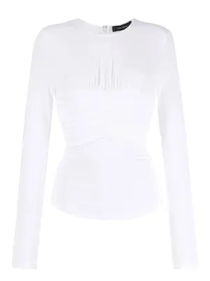 Isabel Marant Gathered-detail Long-sleeve Top - White