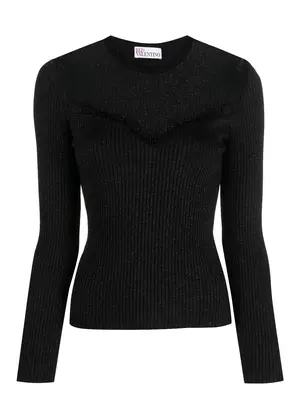Red Valentino Point D'esprit Tulle Knitted Top - Black
