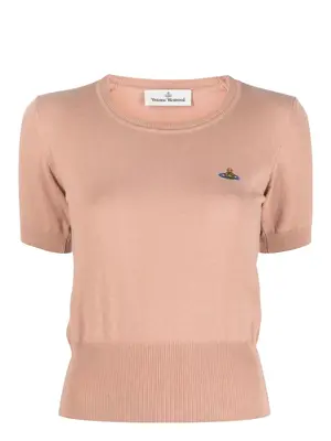 VIVIENNE WESTWOOD Orb-embroidered Knitted Top - Neutrals