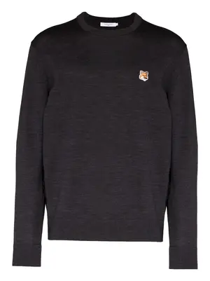 Maison Kitsuné Fox Head Wool Jumper - Grey