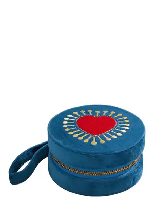L’ATELIER NAWBAR Sacred Heart Embroidered Velvet Jewelry Box - Blue
