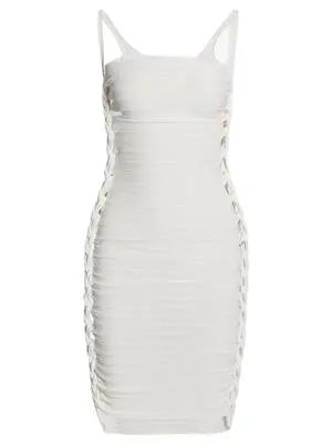 DION LEE Braided Ribbed Knit Mini Dress - Ivory