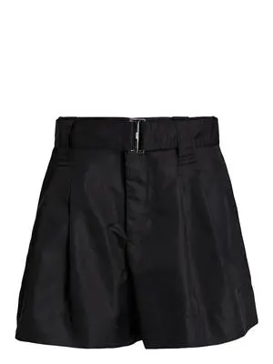 GANNI Pleated Taffeta High-rise Shorts - Black