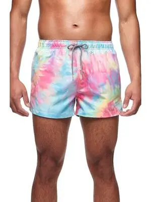 BOARDIES Spiral Tie Dye Shortie Swim Trunks - Multi