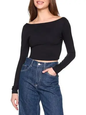 Susana Monaco Scoop Back Crop Top - Black