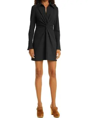 Cinq À Sept Mckenna Front Twist Mini Shirtdress - Black
