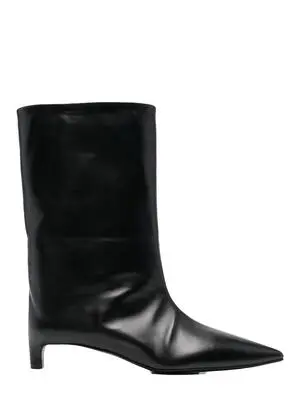 JIL SANDER Pointed-toe Leather Boots - Black