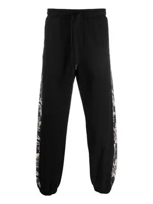 Versace Floral-stripe Track Pants - Black