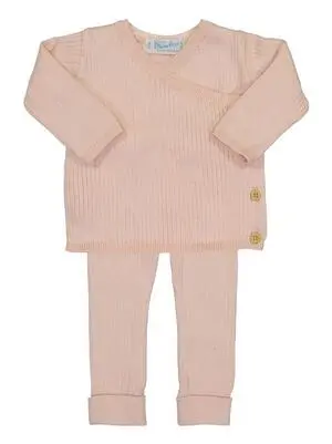 FELTMAN BROTHERS Rib Knit Cotton Sweater & Pants Set - Blush