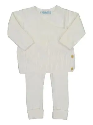 FELTMAN BROTHERS Rib Knit Cotton Sweater & Pants Set - Ivory