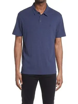 John Varvatos Victor Solid Slub Cotton Polo - Oiled Blue