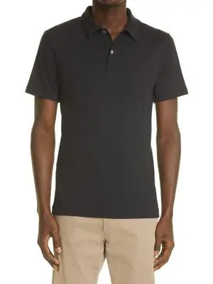 Sunspel Riviera Cotton Polo - Black