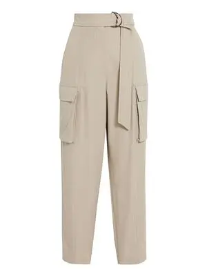 Brunello Cucinelli Belted Tapered Twill Pants - Beige