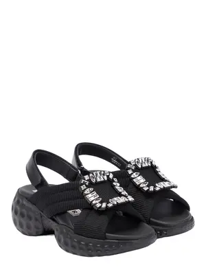 ROGER VIVIER Viv' Run Embellished Sandals - Black