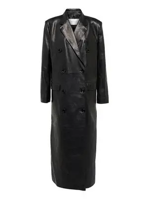 Magda Butrym Double-breasted Leather Coat - Black