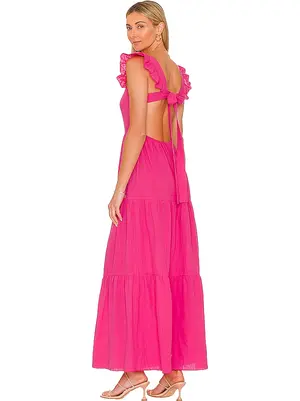 SNDYS Peaches Linen Dress - Hot Pink