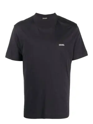 Zegna Embroidered-logo Cotton T-shirt - Black