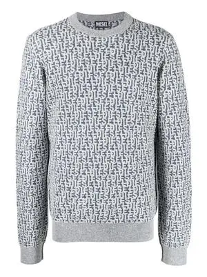 DIESEL Logo Jacquard Long-sleeved Jumper - Blue