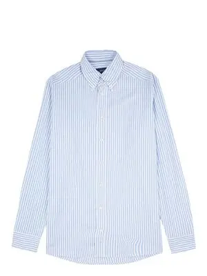 Eton Striped Cotton Oxford Shirt - Blue