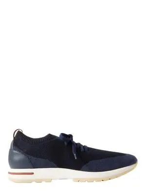 Loro Piana 360 Flexy Walk Leather-trimmed Wool Sneakers - Blue