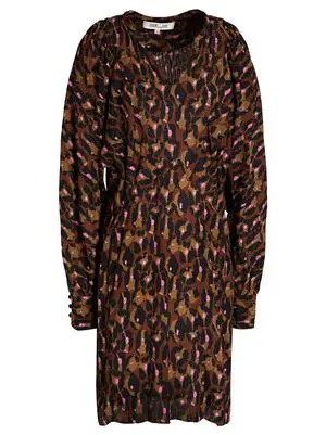 Diane Von Furstenberg Dollie Gathered Printed Mini Dress - Animal Print